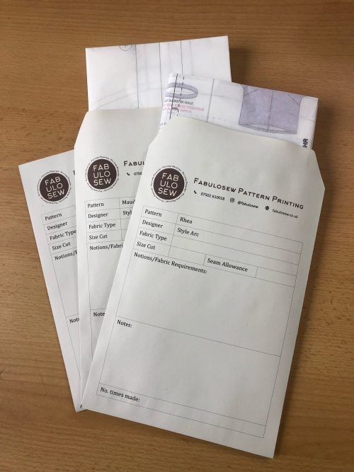 Fabulosew Sewing Pattern Printing Pattern Storage Envelopes